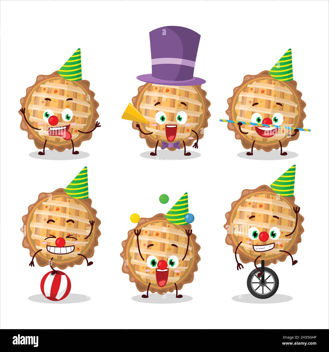 Cartoon character of peach pie with various circus shows. Vector ...