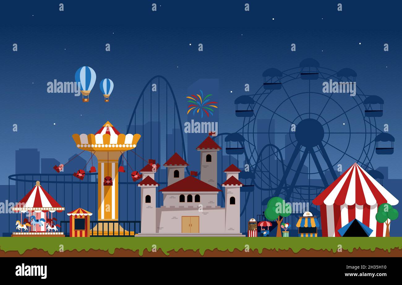 Night at the funfair Stock Vector Images - Alamy
