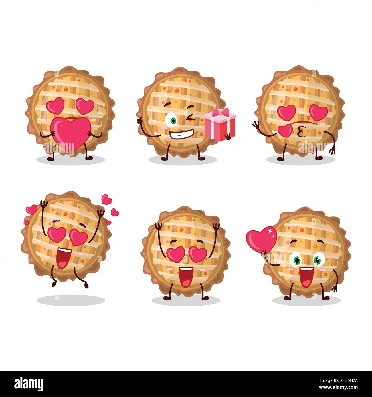 Peach pie cartoon character with love cute emoticon. Vector ...