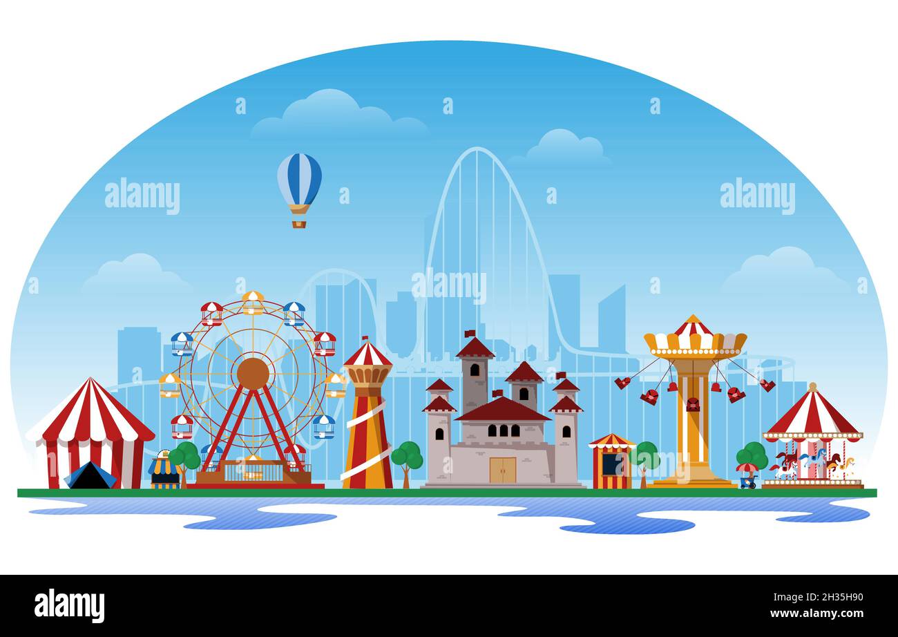 Carnival funfair scenery silhouette Cut Out Stock Images & Pictures - Alamy