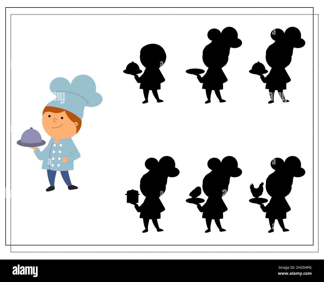 A logical game for kids find the right shadow, cook in the kitchen ...