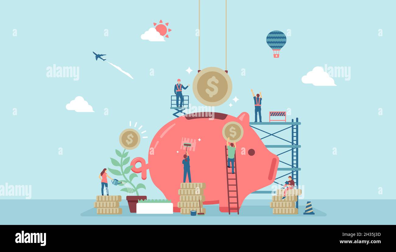 Saving money concept vector web banner illustration Stock Vector Image ...