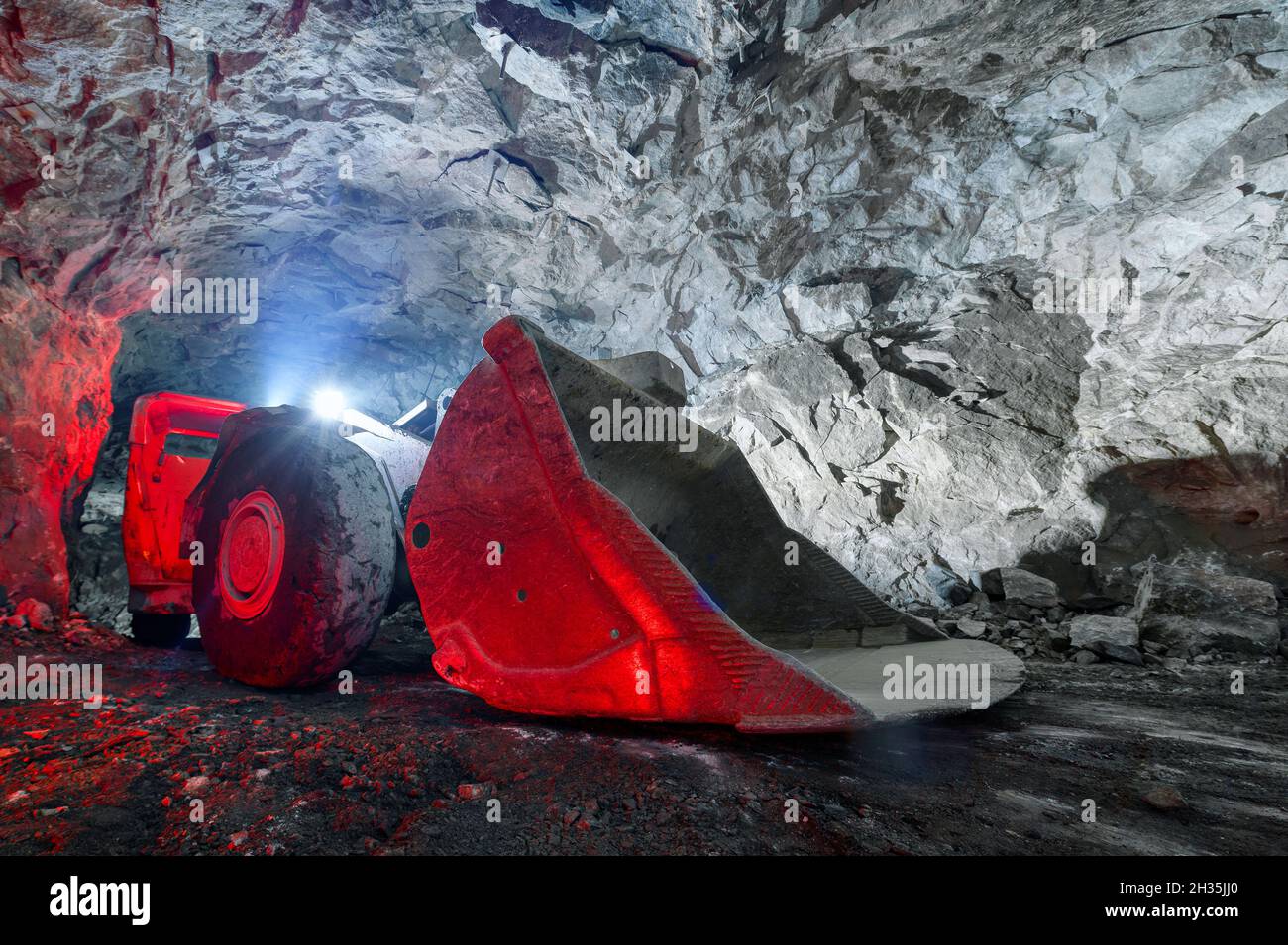 An underground loading machine. Special low-profile equipment for ...