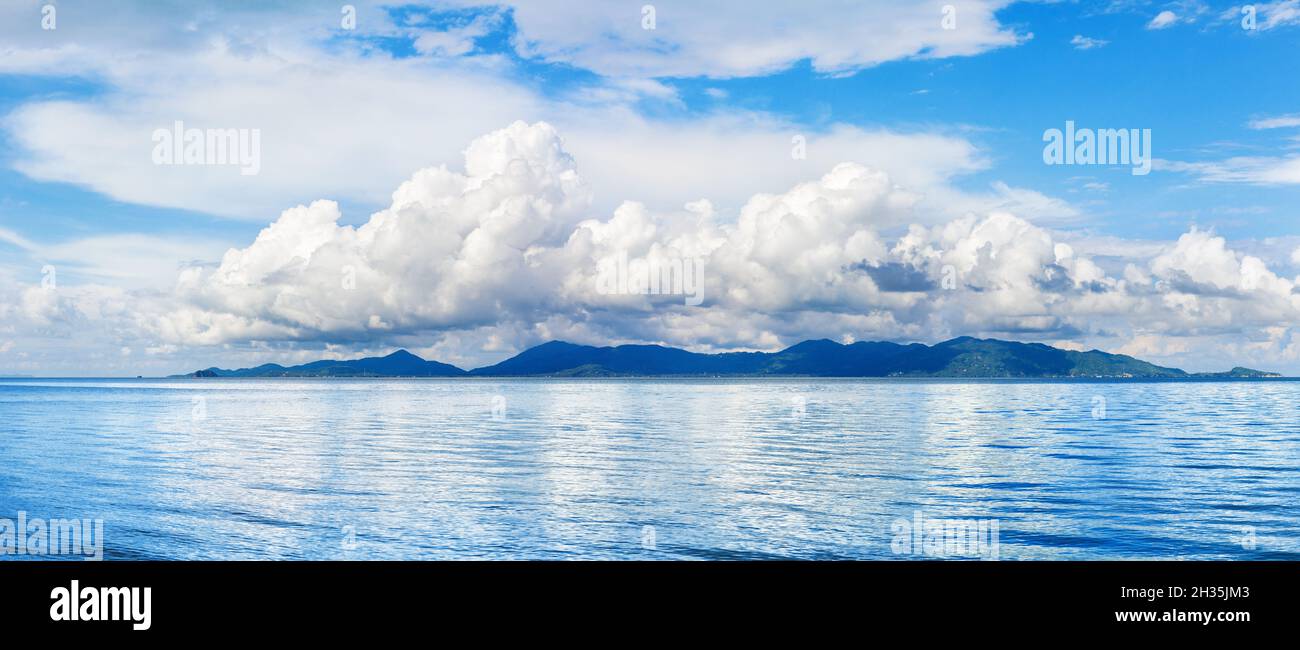 Koh Phangan wide panoramic view from Koh Samui, Thailand. Beautiful ...