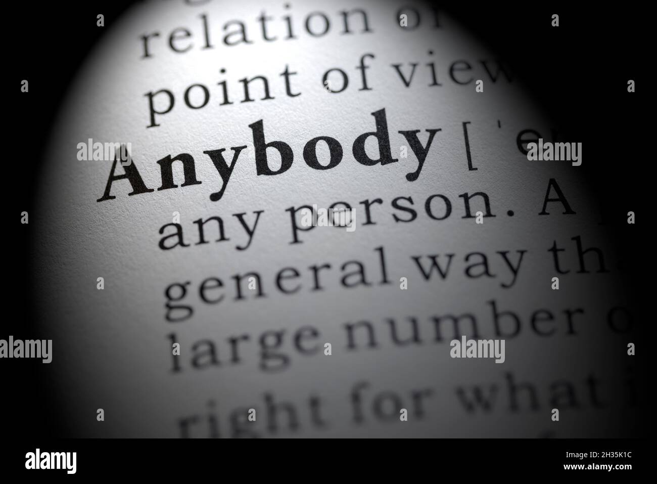 Fake Dictionary word, Dictionary definition of anybody Stock Photo - Alamy