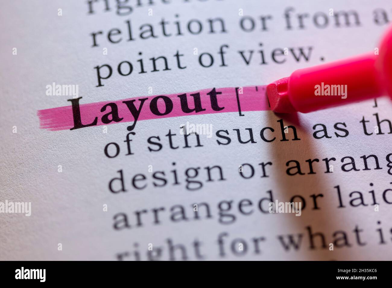 Fake Dictionary word, Dictionary definition of layout Stock Photo - Alamy