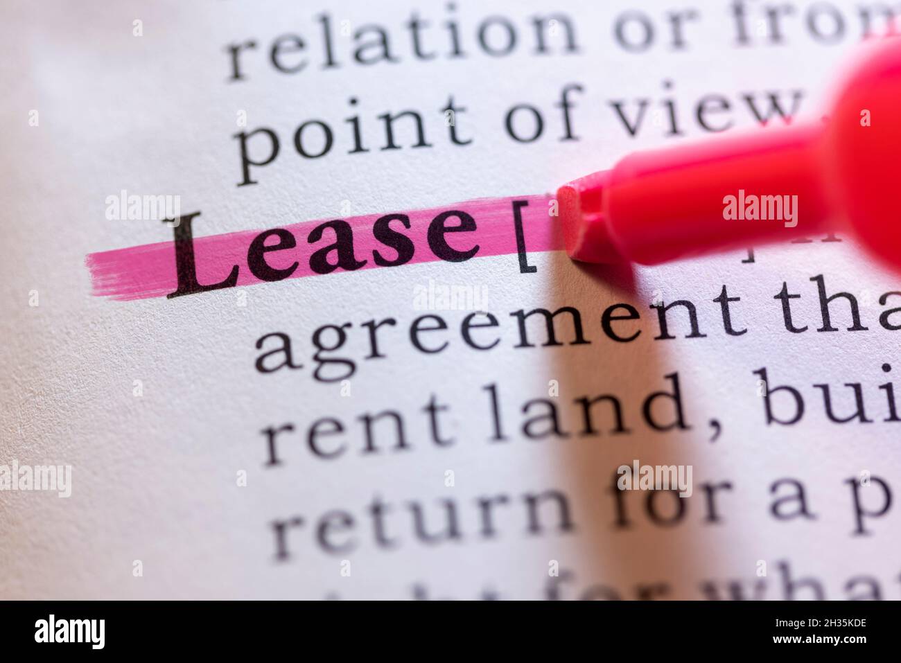 Fake Dictionary word, Dictionary definition of lease Stock Photo - Alamy