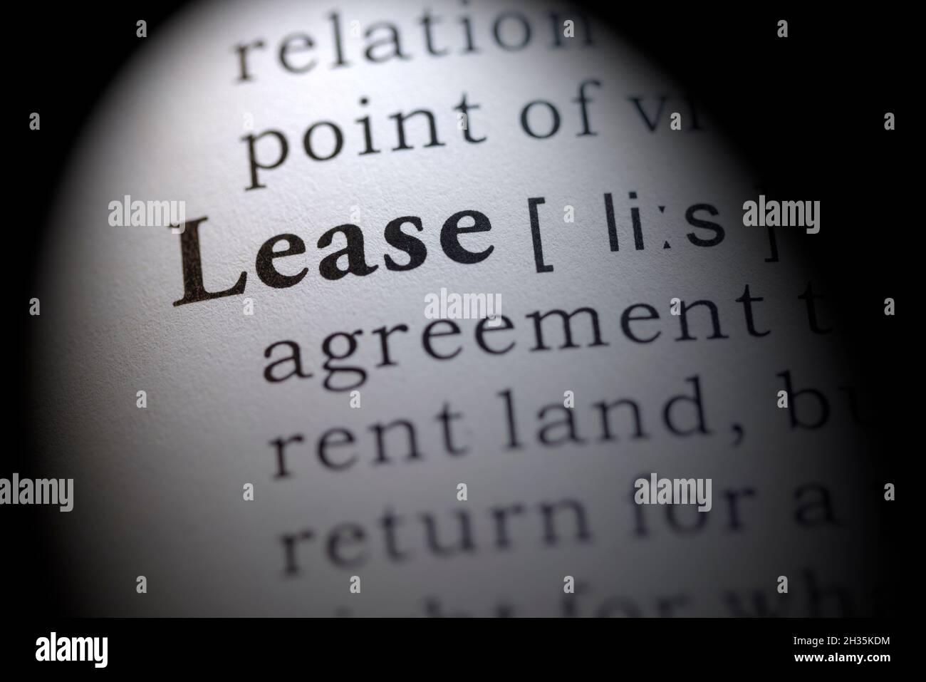 Fake Dictionary word, Dictionary definition of lease Stock Photo - Alamy