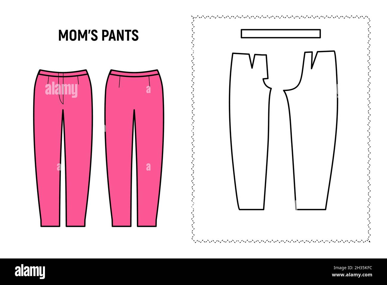 Mom trousers for woman. Pants vector pattern for tailor Stock Vector ...