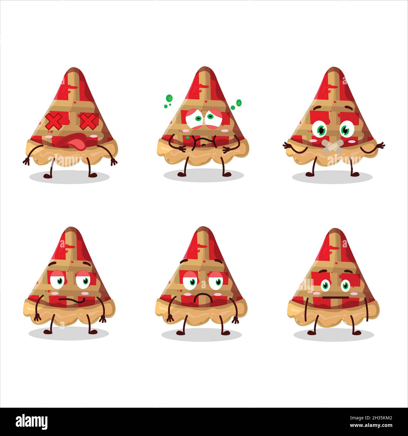 Slice of apple pie cartoon character with nope expression. Vector ...