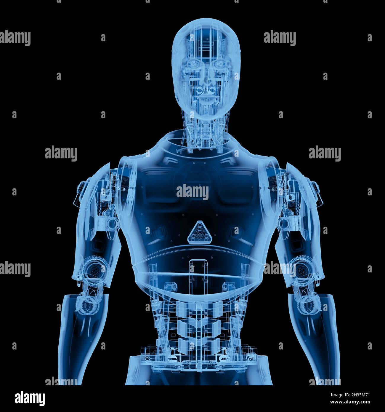 3d rendering x-ray artificial intelligence robot or cyborg isolated on ...