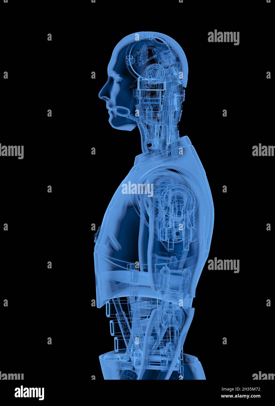3d rendering x-ray artificial intelligence robot or cyborg isolated on ...