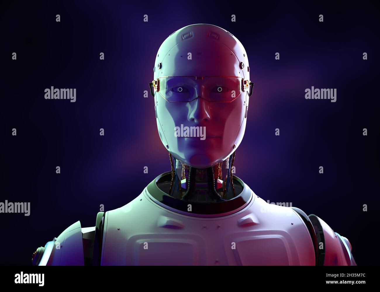 3d rendering artificial intelligence robot or cyborg portrait Stock ...