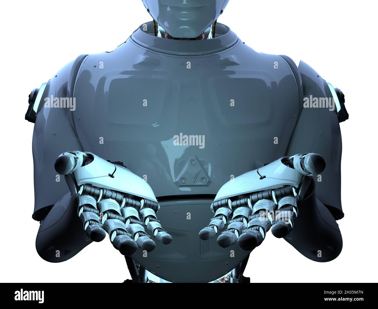 3d rendering artificial intelligence robot or cyborg with empty hand ...