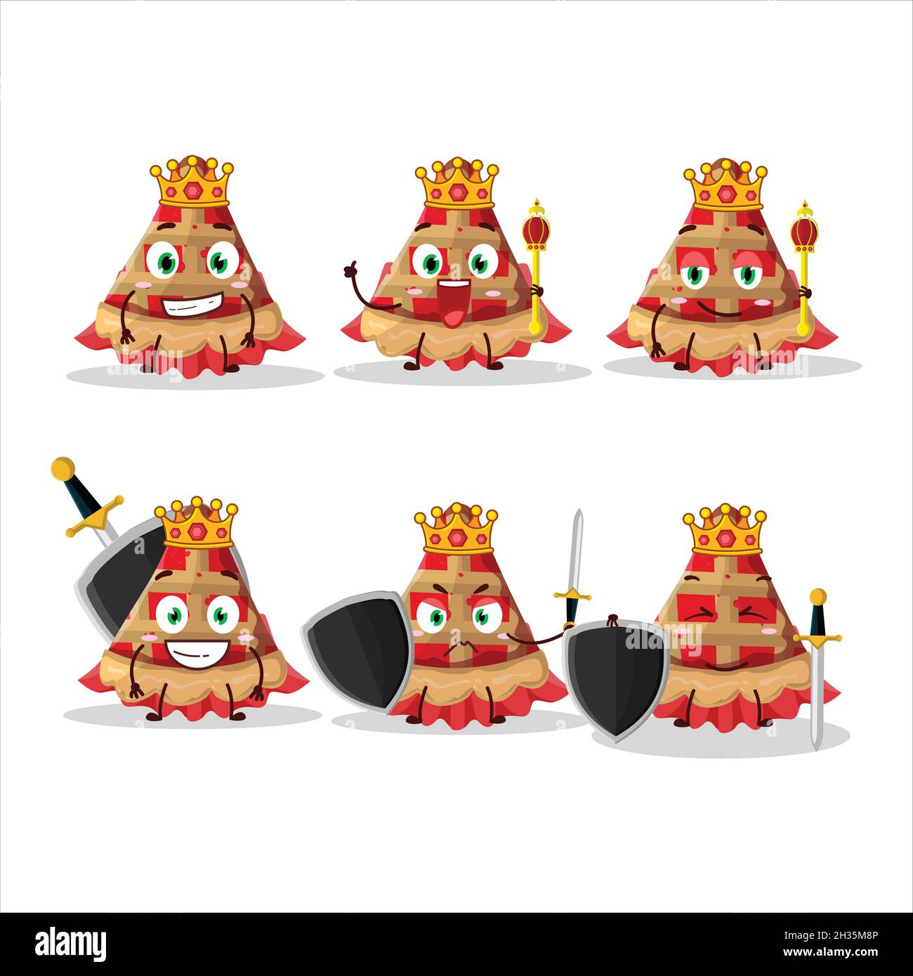 A Charismatic King slice of apple pie cartoon character wearing a gold ...