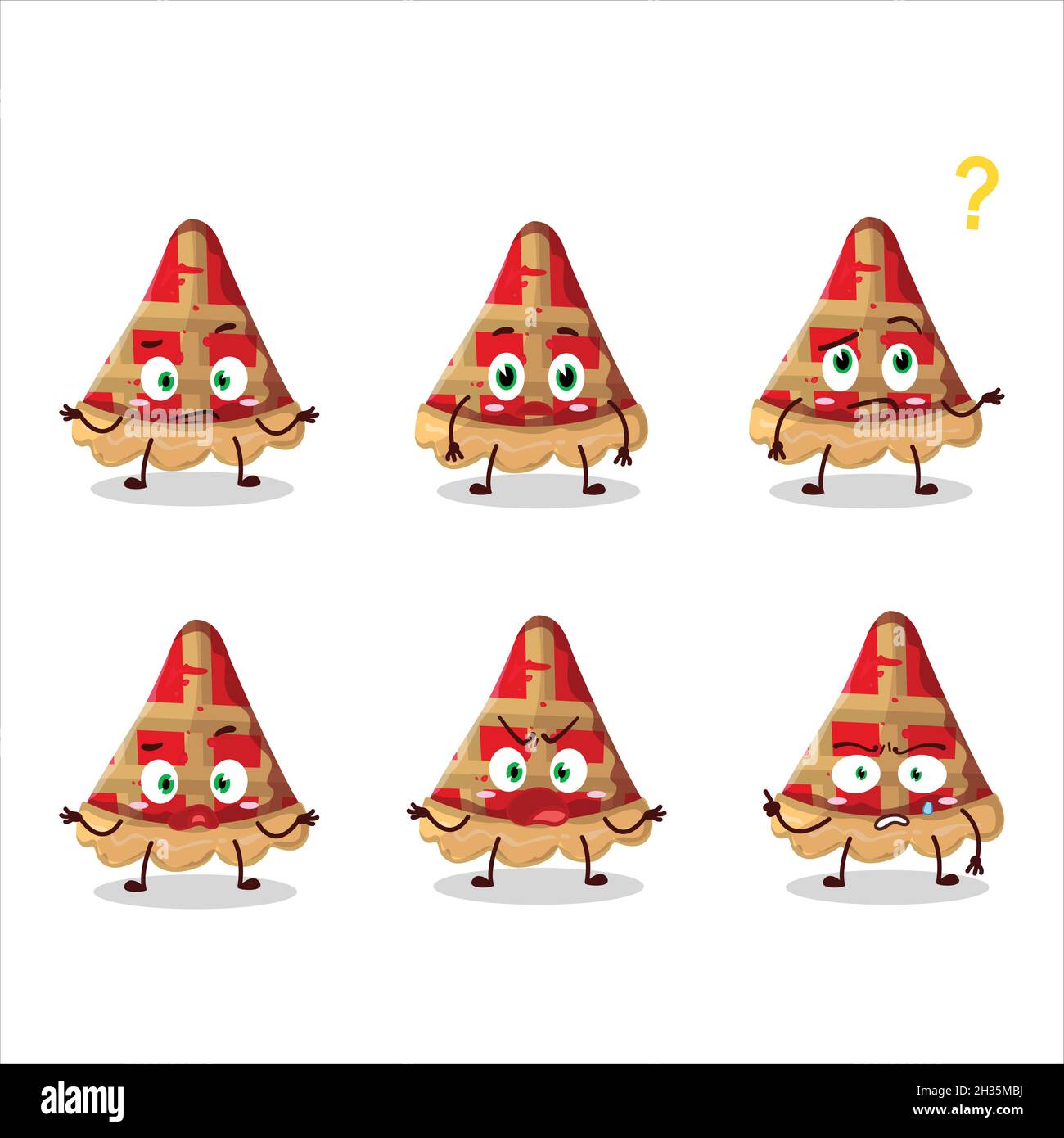 Cartoon character of slice of apple pie with what expression. Vector ...