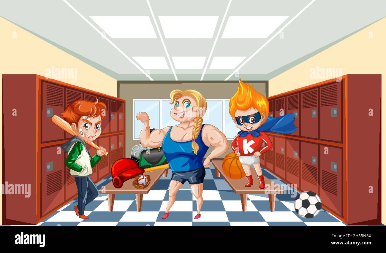 School scene with cartoon character illustration Stock Vector Image ...
