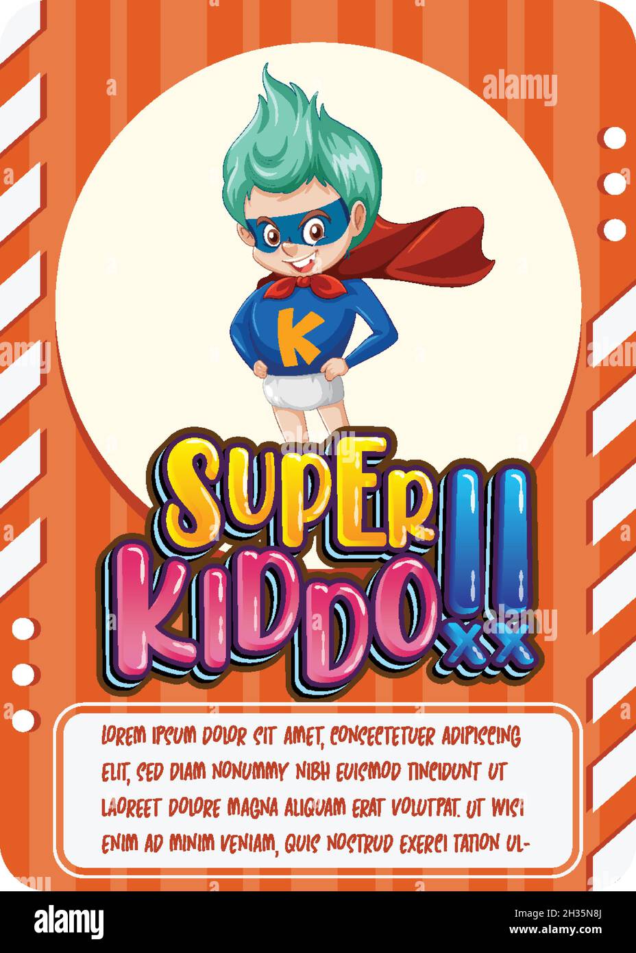 Character game card template with word Super Kiddo illustration Stock ...