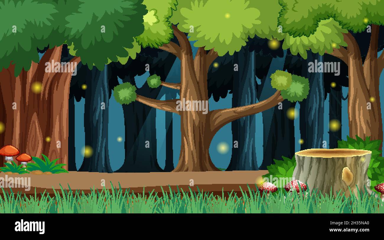 Enchanted forest landscape background illustration Stock Vector Image ...