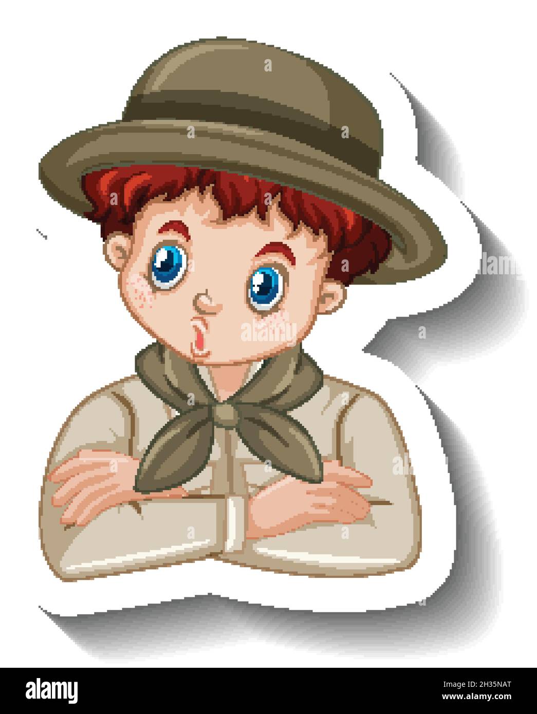 A sticker template of boy cartoon character illustration Stock Vector ...