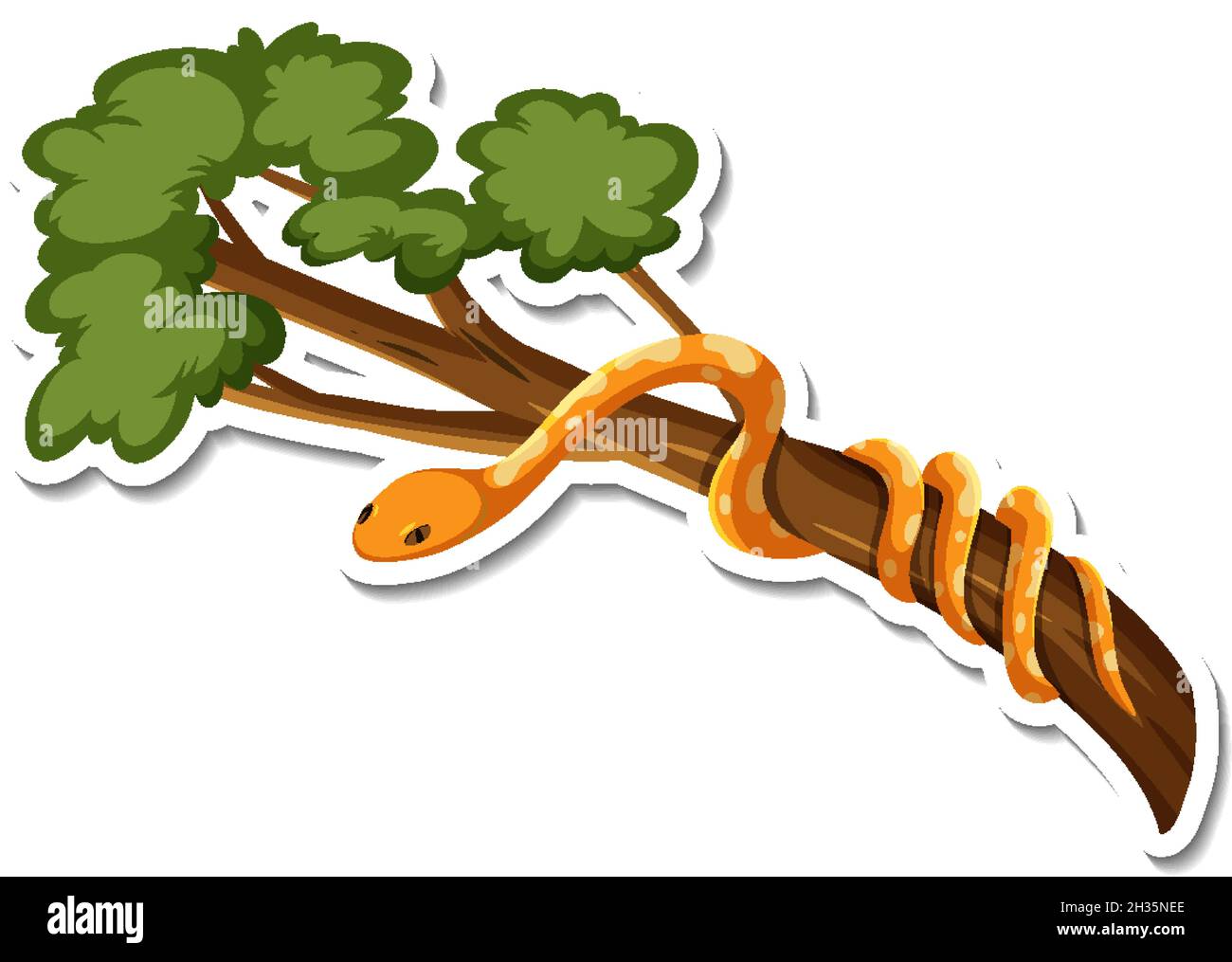 Snake on the tree on white background illustration Stock Vector Image ...