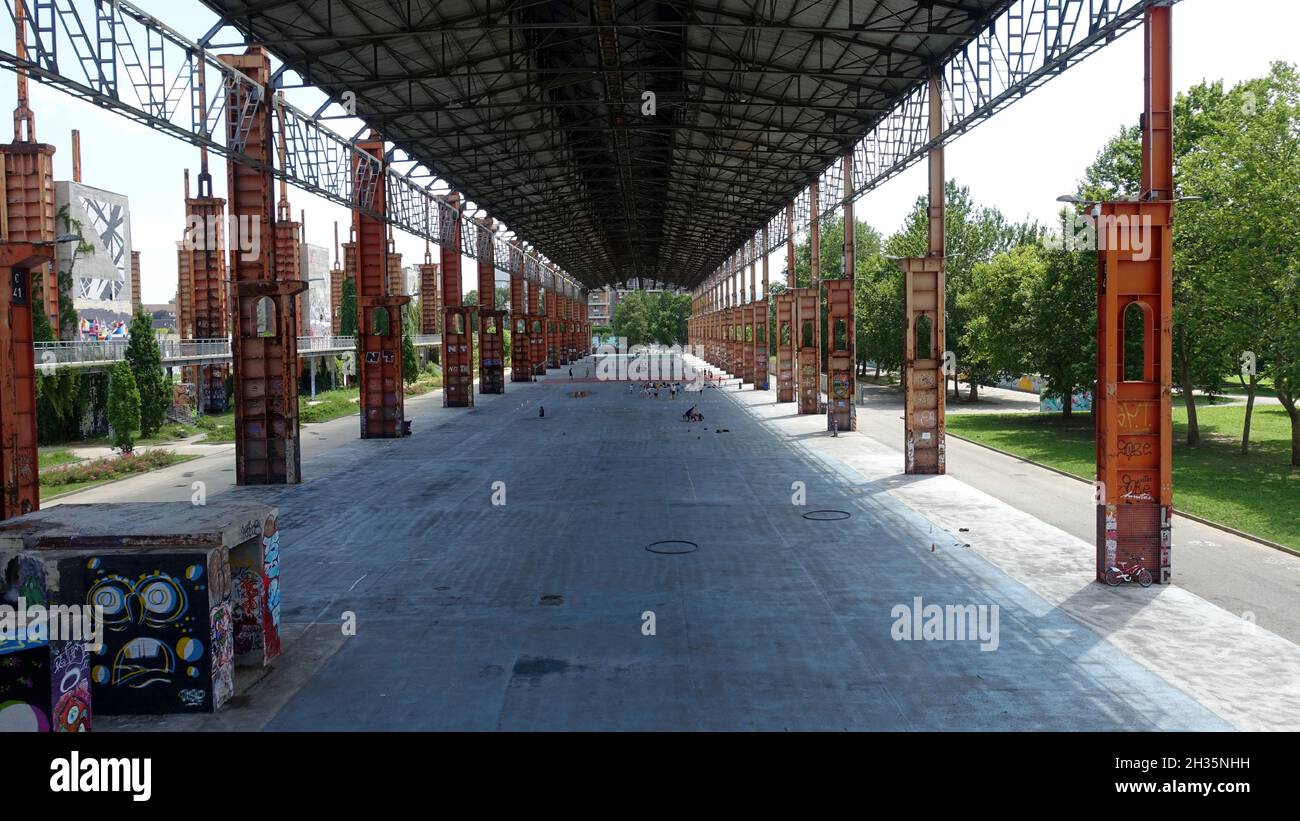 Turin, Italy - June 22, 2021: A daytime view of the Parco Dora. The ...