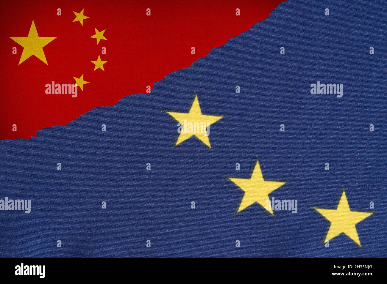 Flags of China and the European Union Stock Photo - Alamy