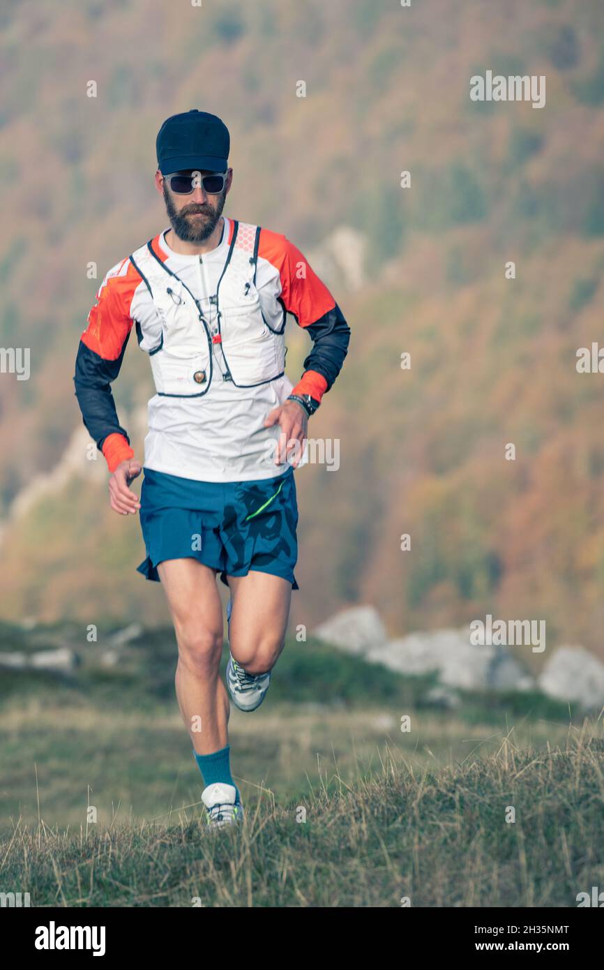 Ultra tail runner during a long distance training performance Stock ...