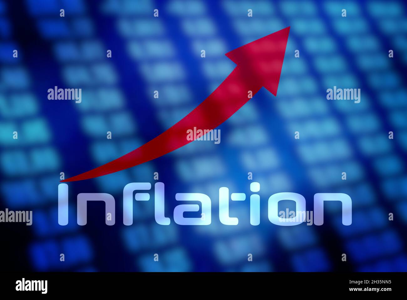 An arrow and rising inflation Stock Photo - Alamy