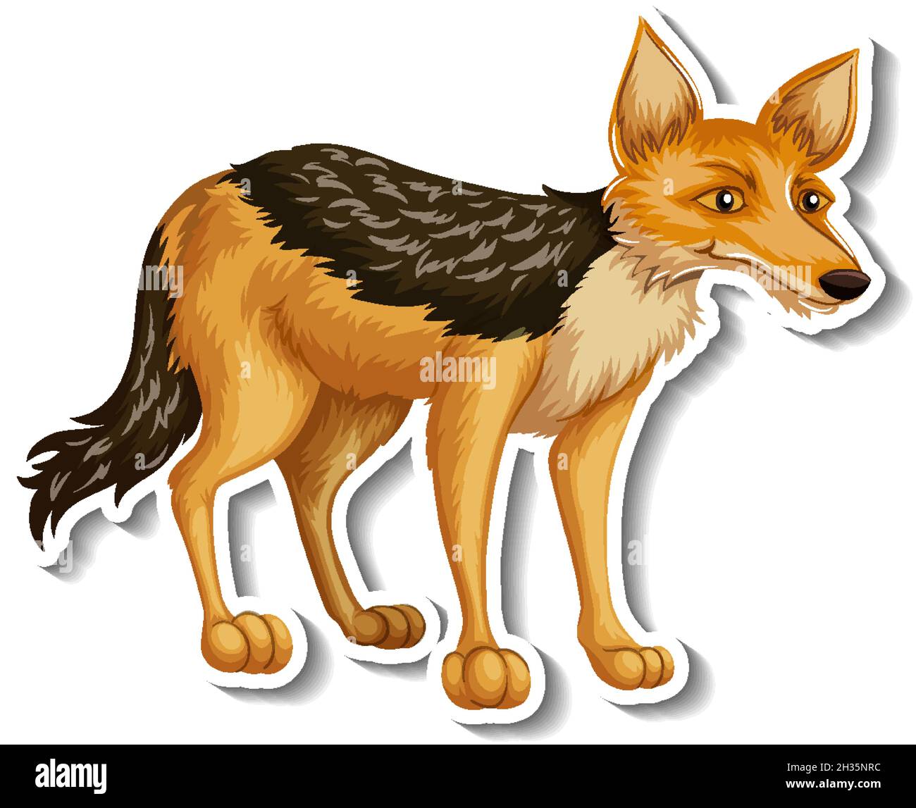 A sticker template of fox cartoon character illustration Stock Vector ...