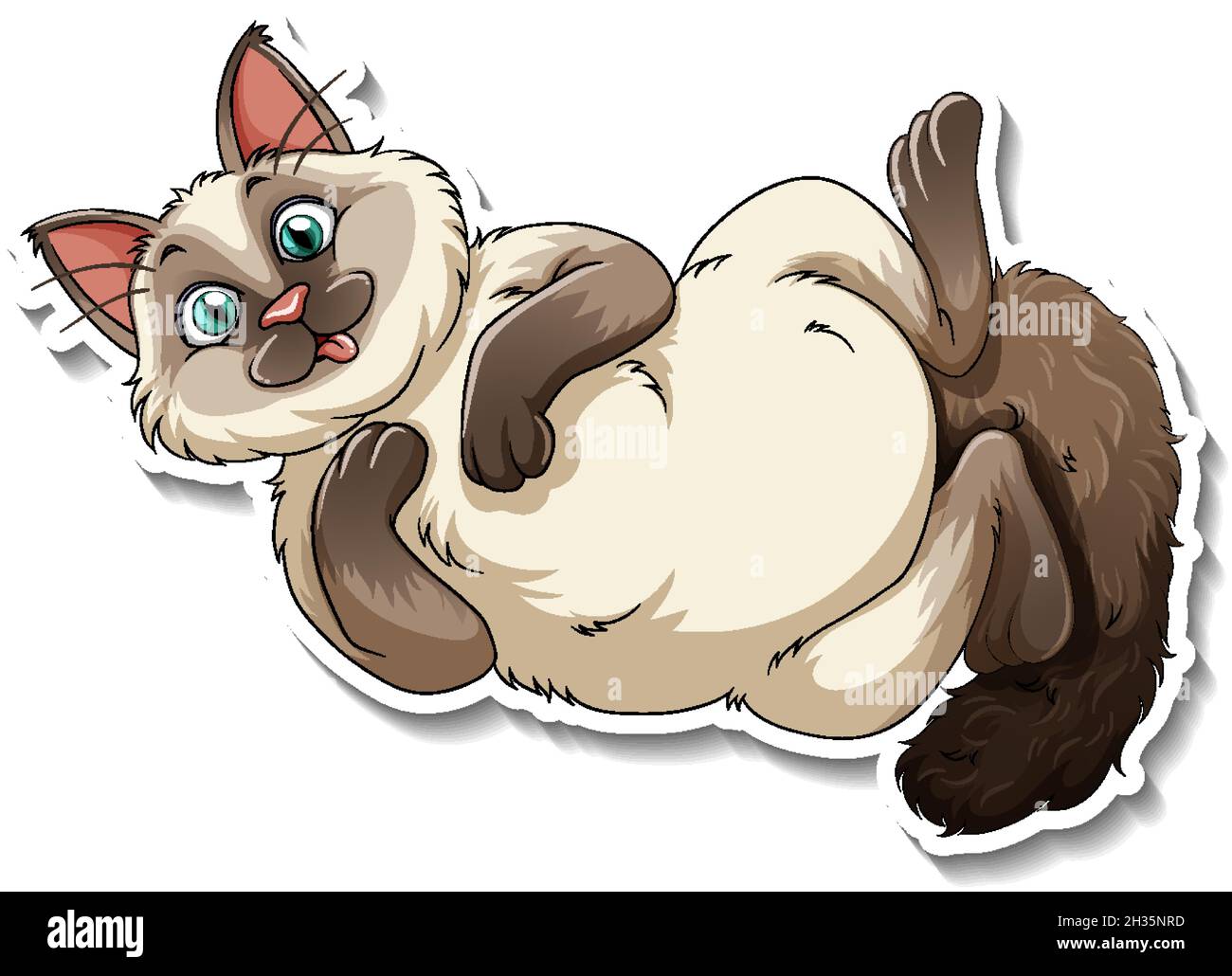 A sticker template of cat cartoon character illustration Stock Vector ...