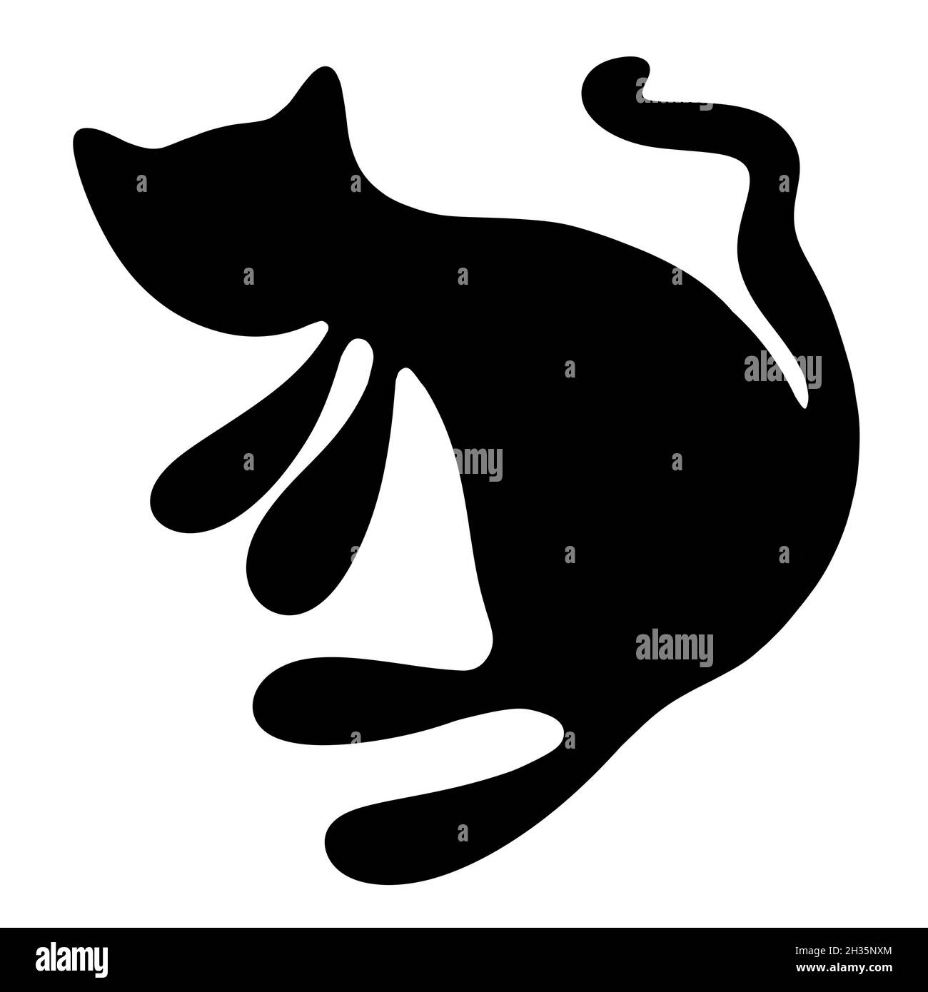Halloween doodle black cat for fabrics and textiles Stock Photo - Alamy