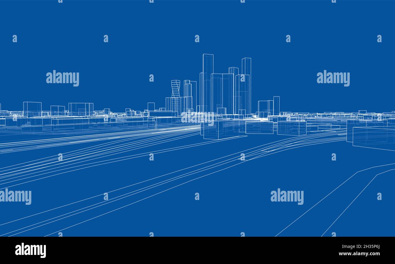 Vector lines buildings city Stock Vector Images - Alamy