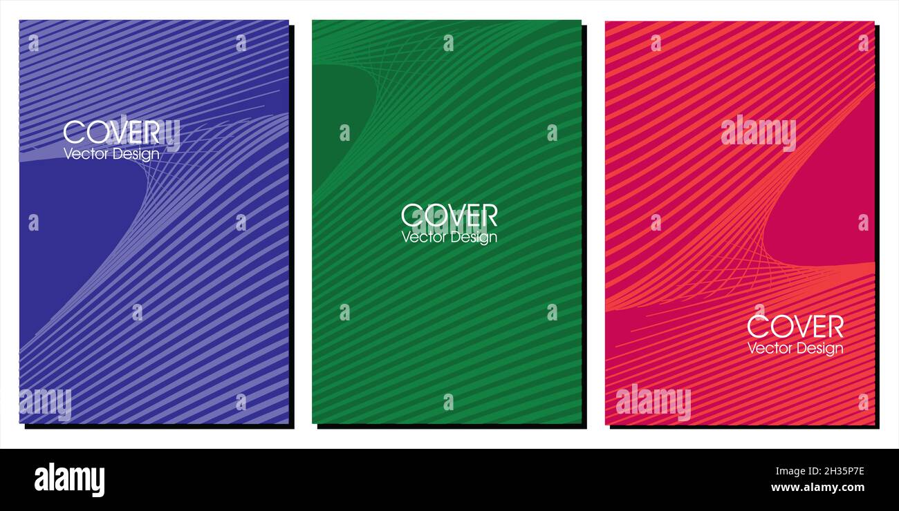 Cover design template set with modern abstract lines style gradient of ...