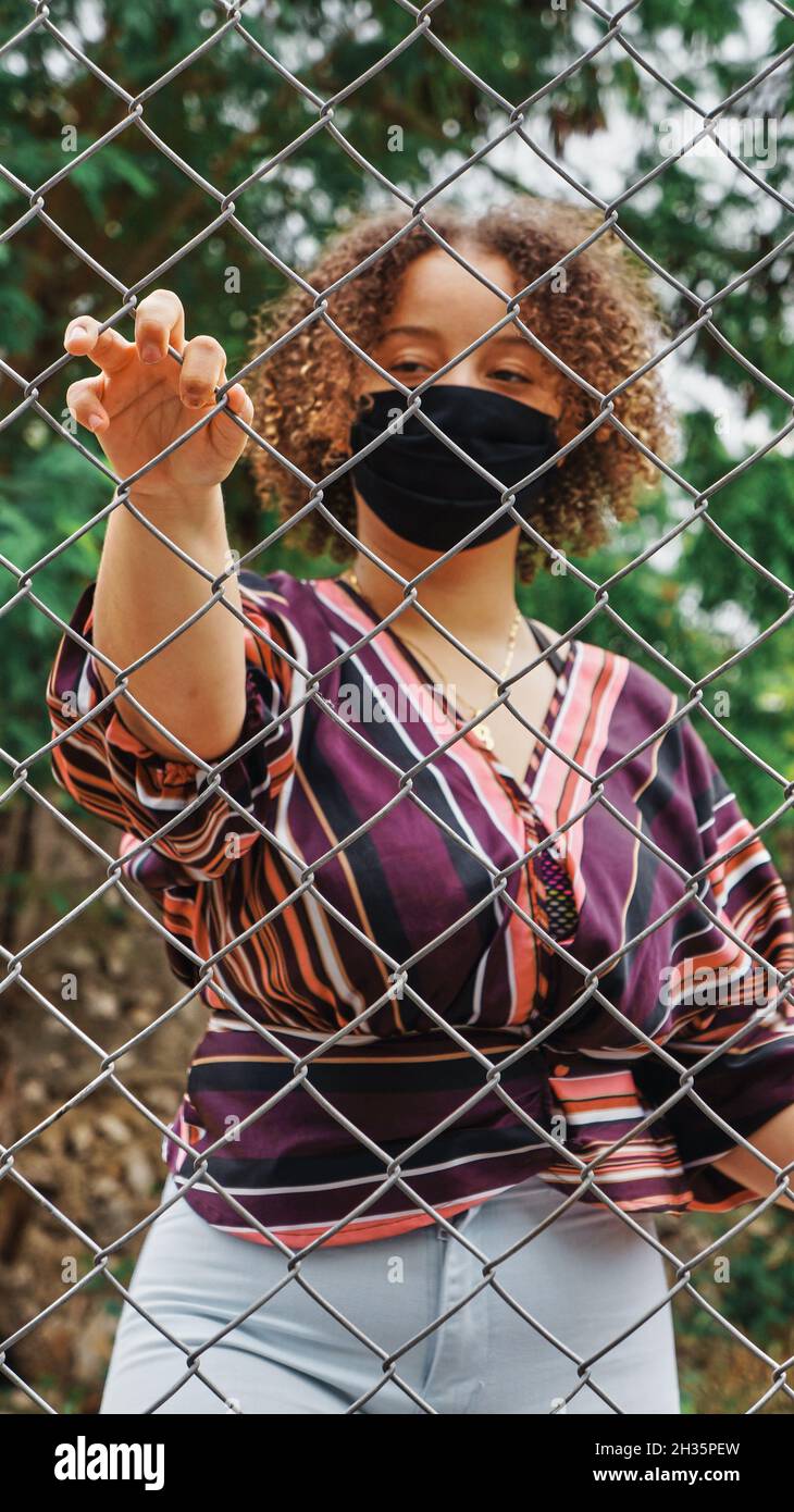 Girl comes out with her mask After finishing the quarantine Stock Photo ...