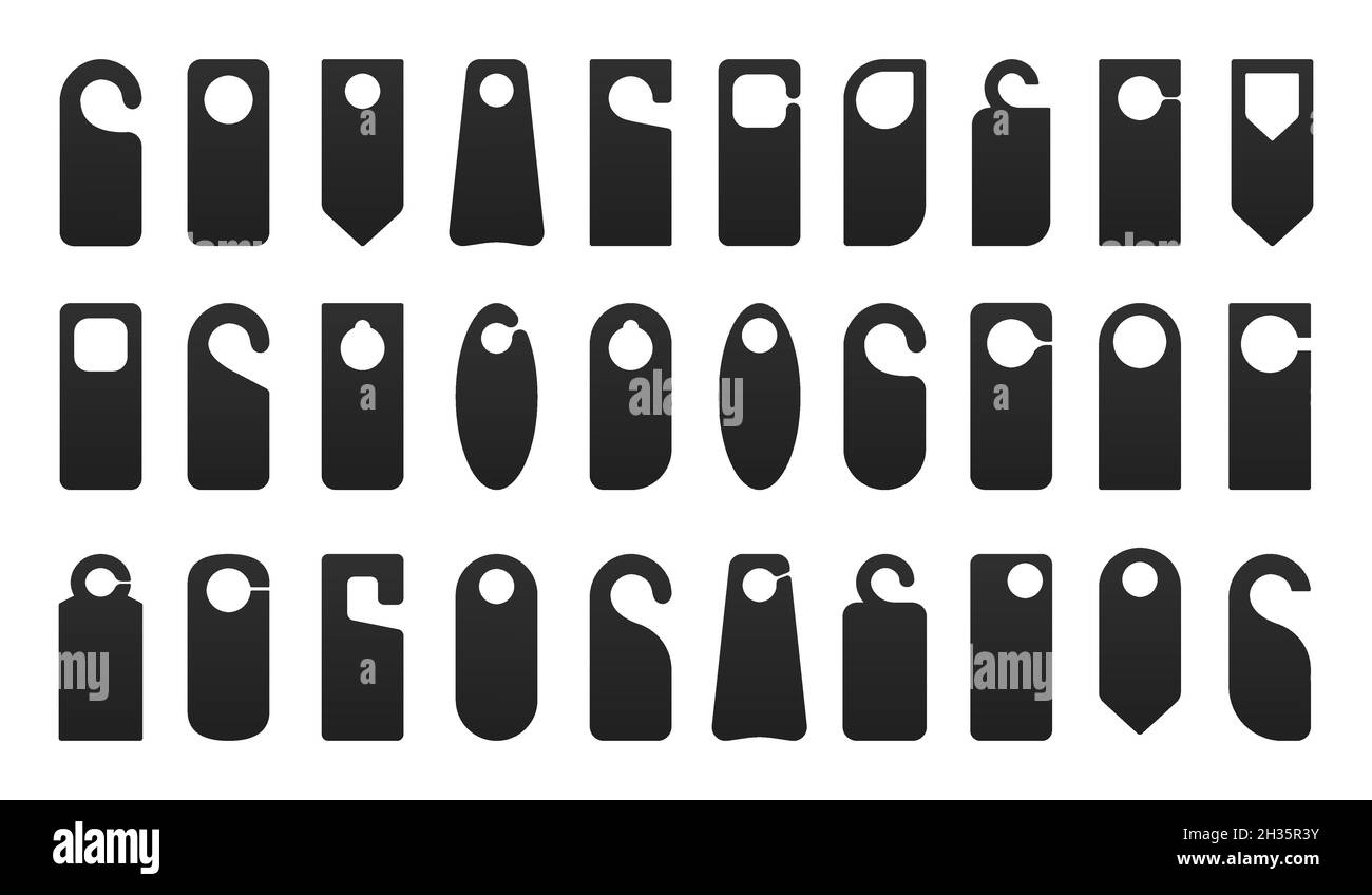 Hotel door hanger tags template icon signs set flat style design vector ...