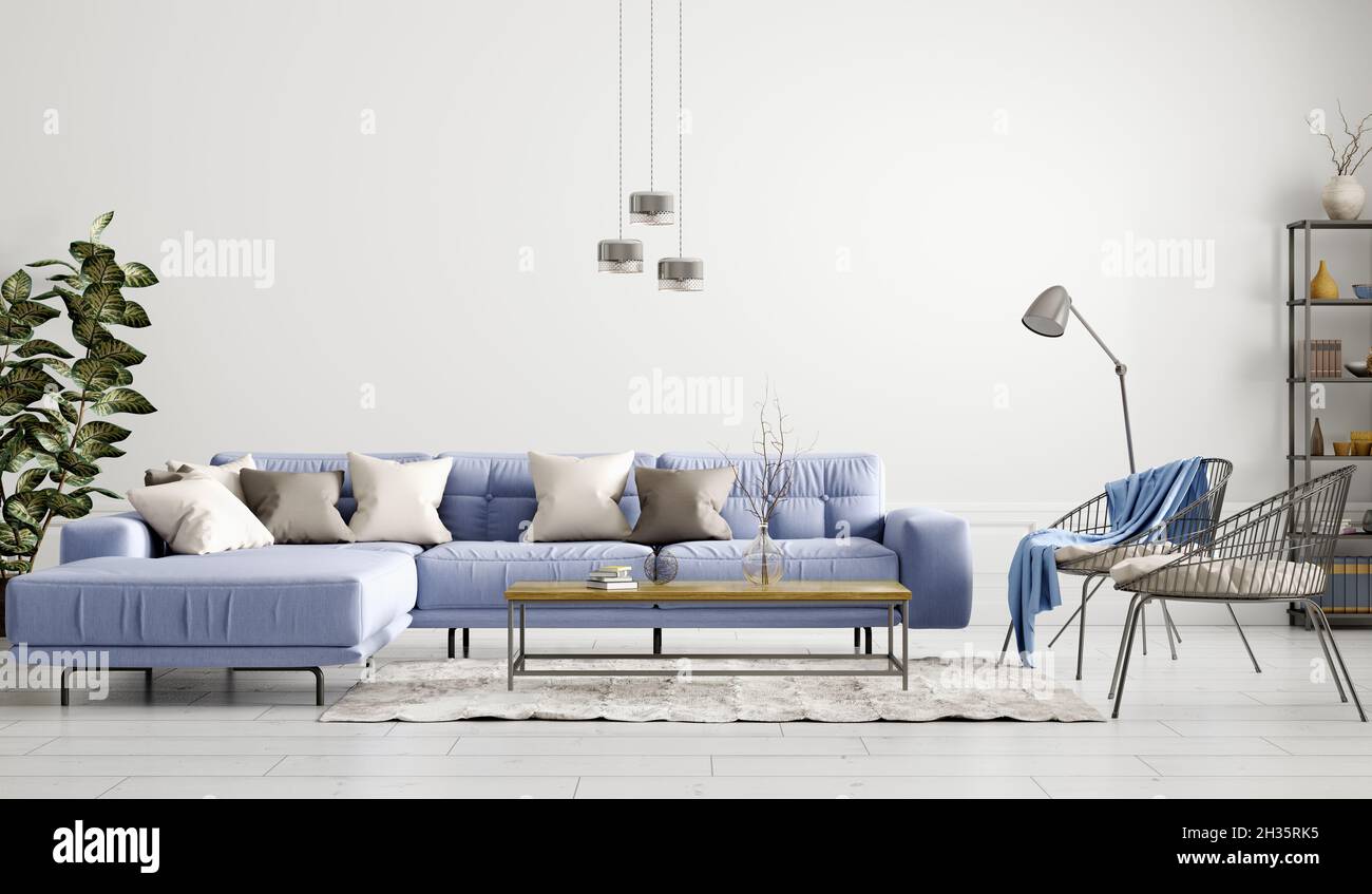 Modern home interior design of scandinavian apartment, living room with ...