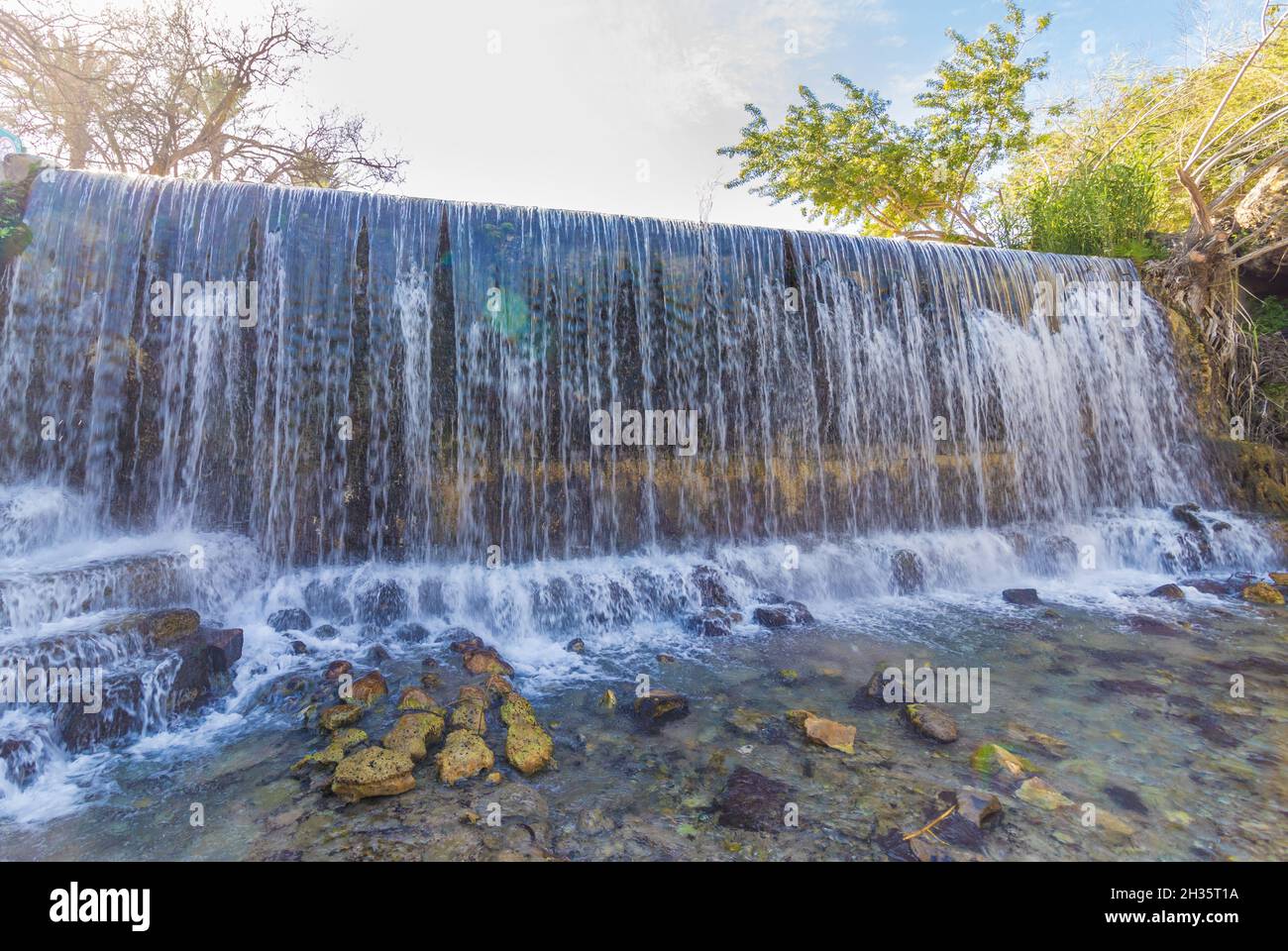 An amazing waterfall in the famous Sahna - gan hashlosha Nature Reserve ...