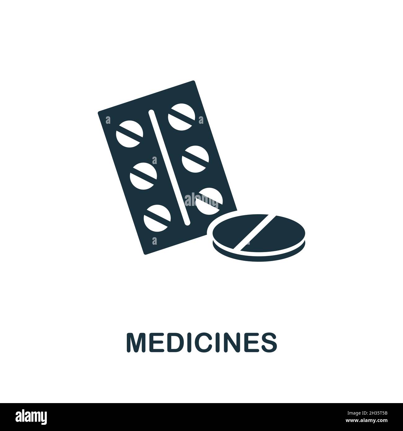Medicines icon. Monochrome sign from hospital regime collection ...