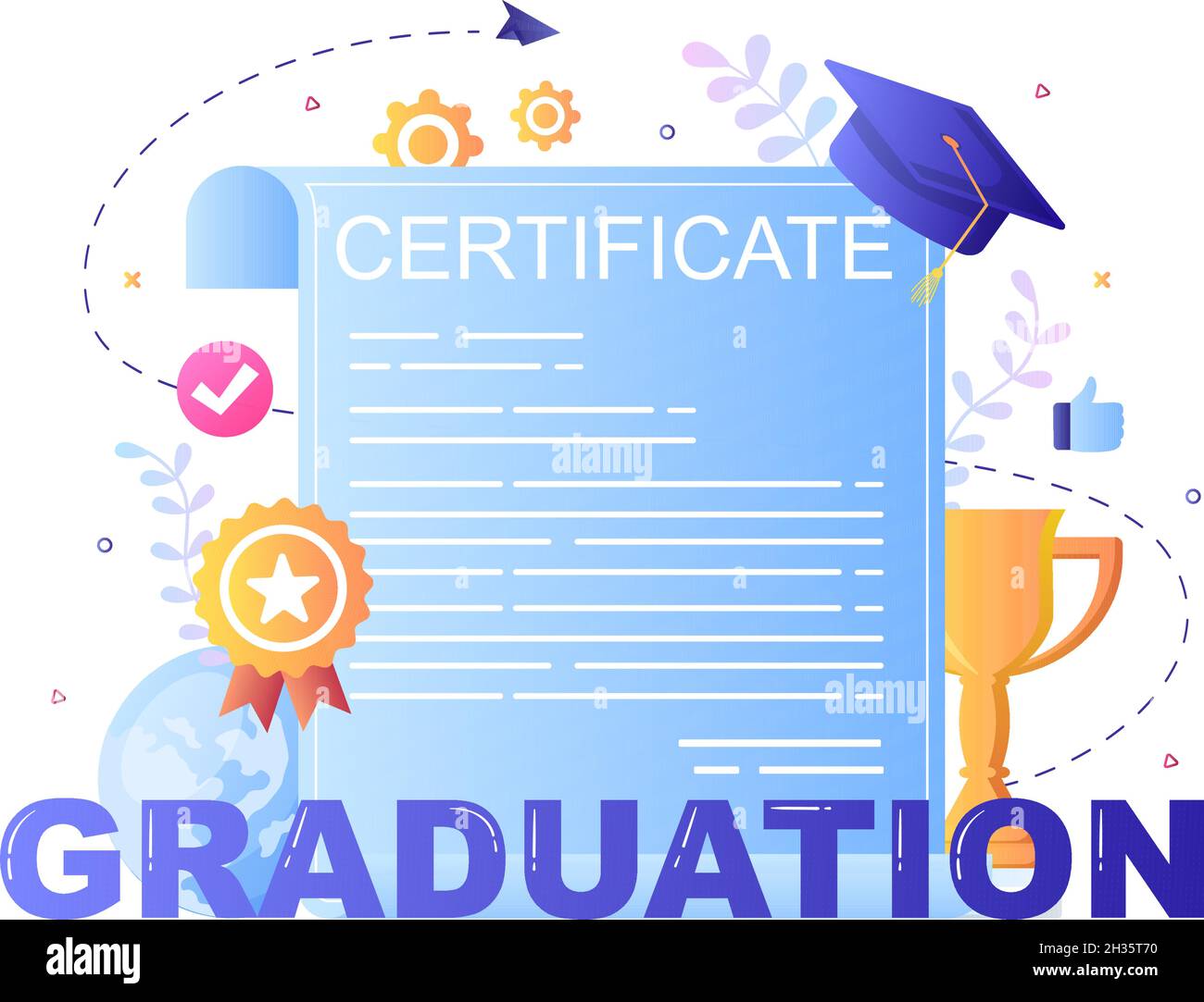 Certificate Course Document Icon with Businessman License Badge After ...