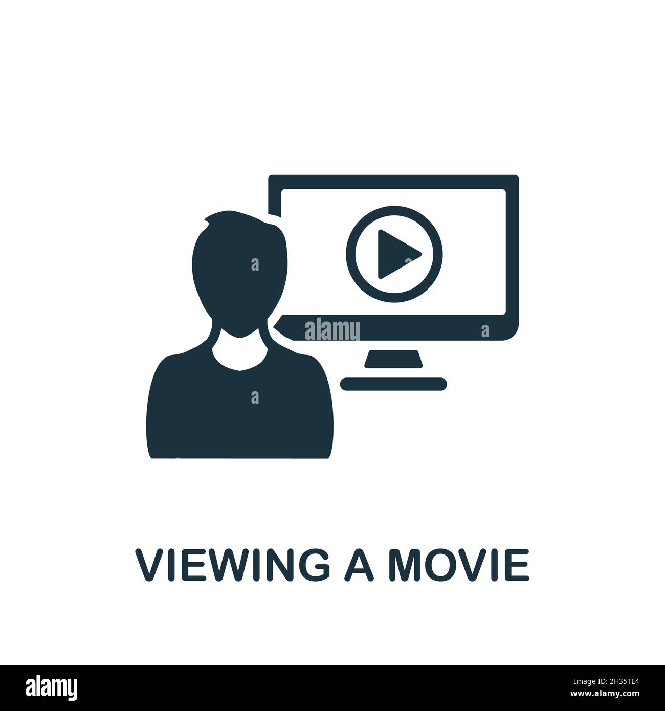 Viewing A Movie icon. Monochrome sign from hospital regime collection ...