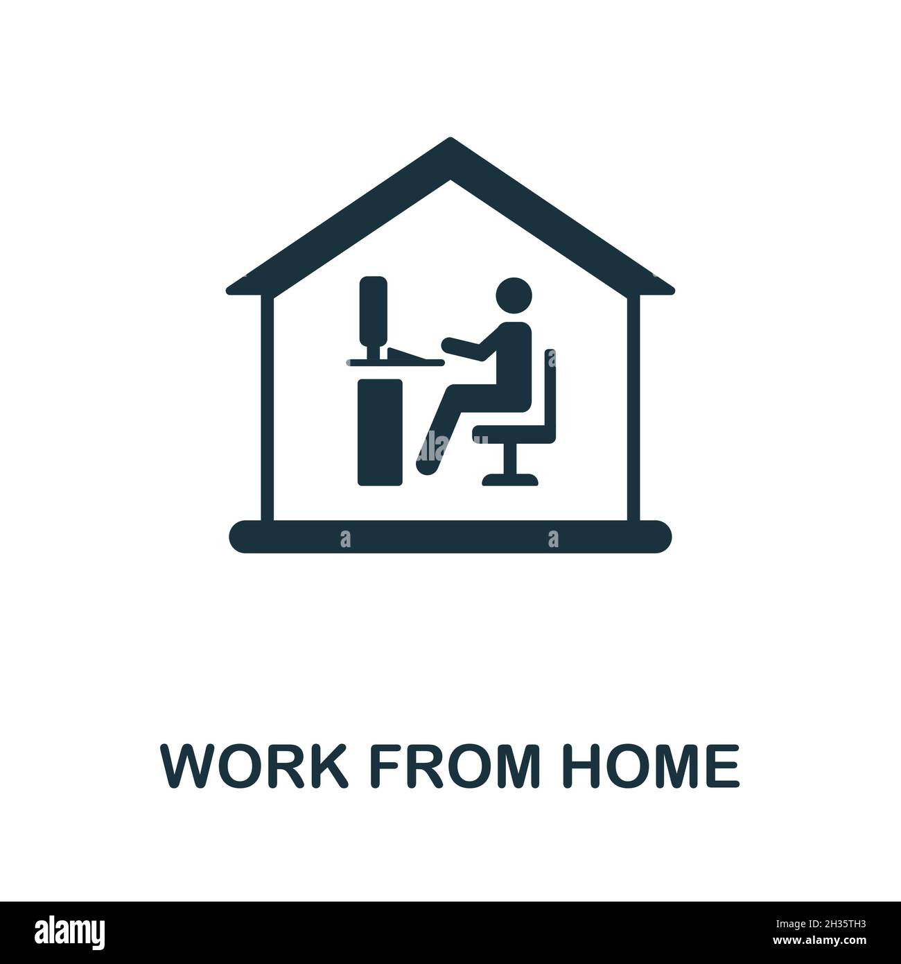 Work From Home icon. Monochrome sign from hospital regime collection ...