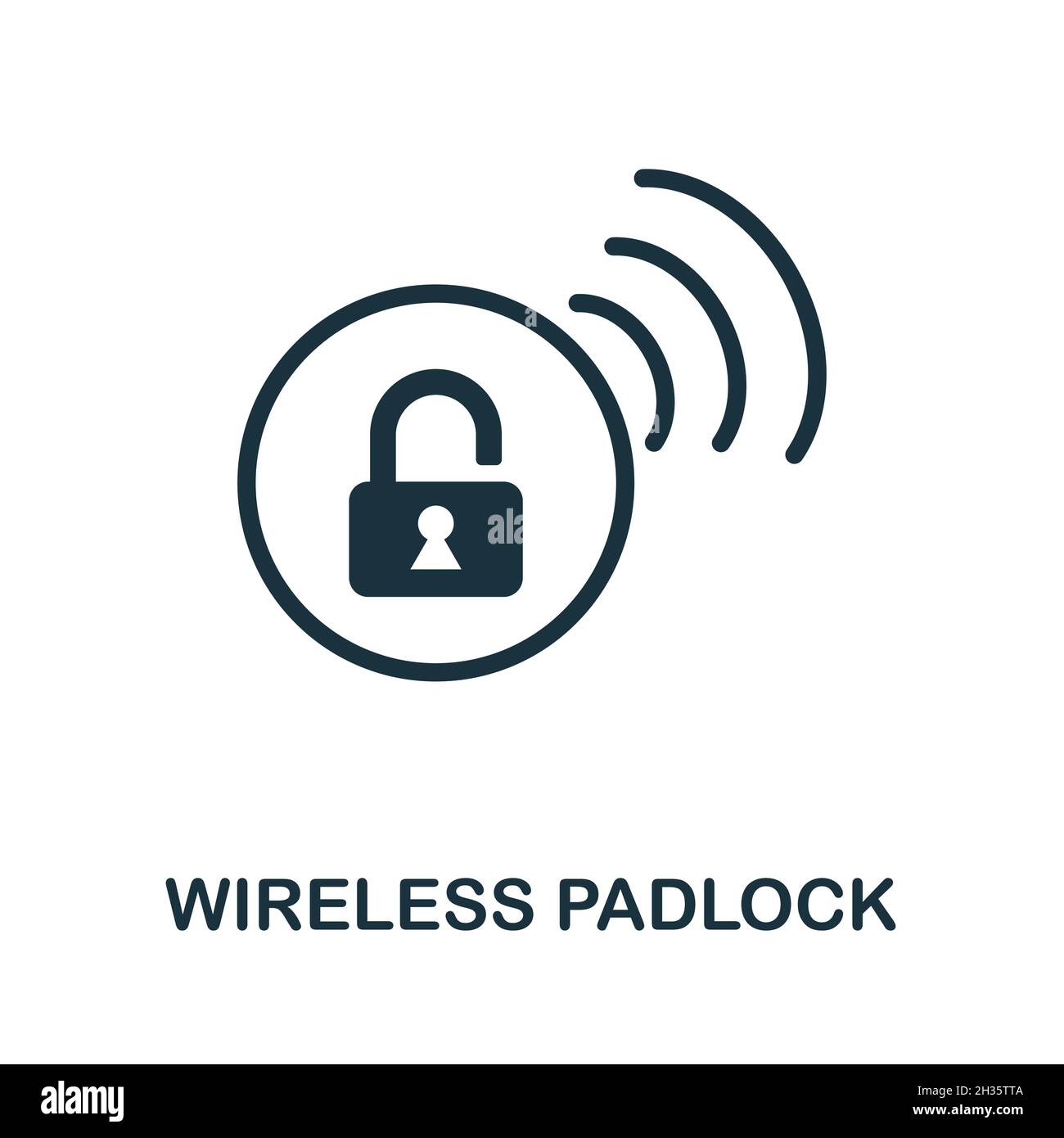 Wireless Padlock icon. Monochrome sign from internet technology ...