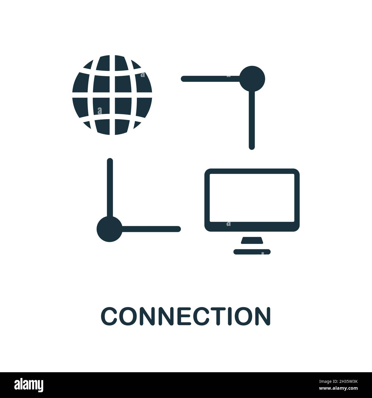 Connection icon. Monochrome sign from internet technology collection ...