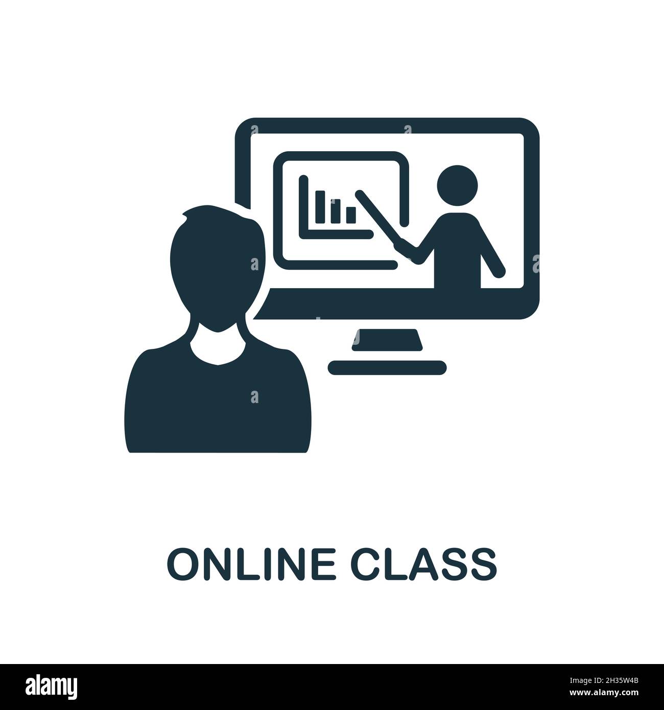 Online Class icon. Monochrome sign from internet technology collection ...