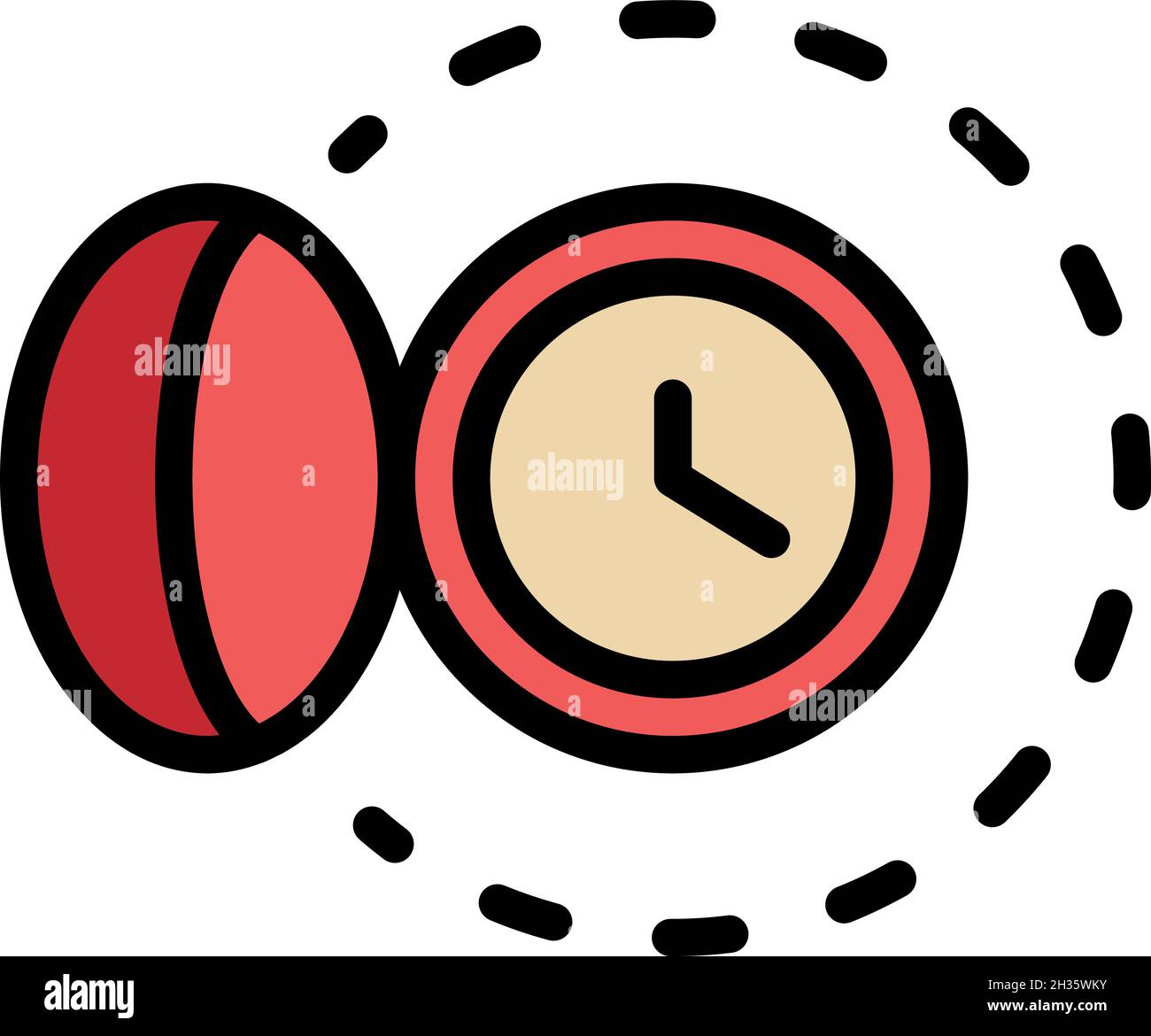 Watch with a cover icon. Outline watch with a cover vector icon color ...