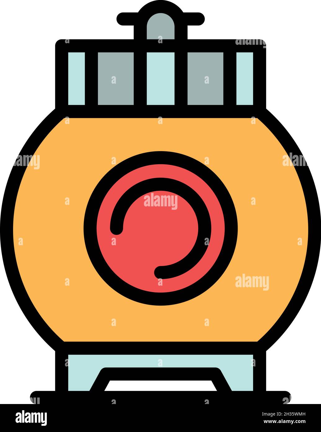 Round gas bottle icon. Outline round gas bottle vector icon color flat ...