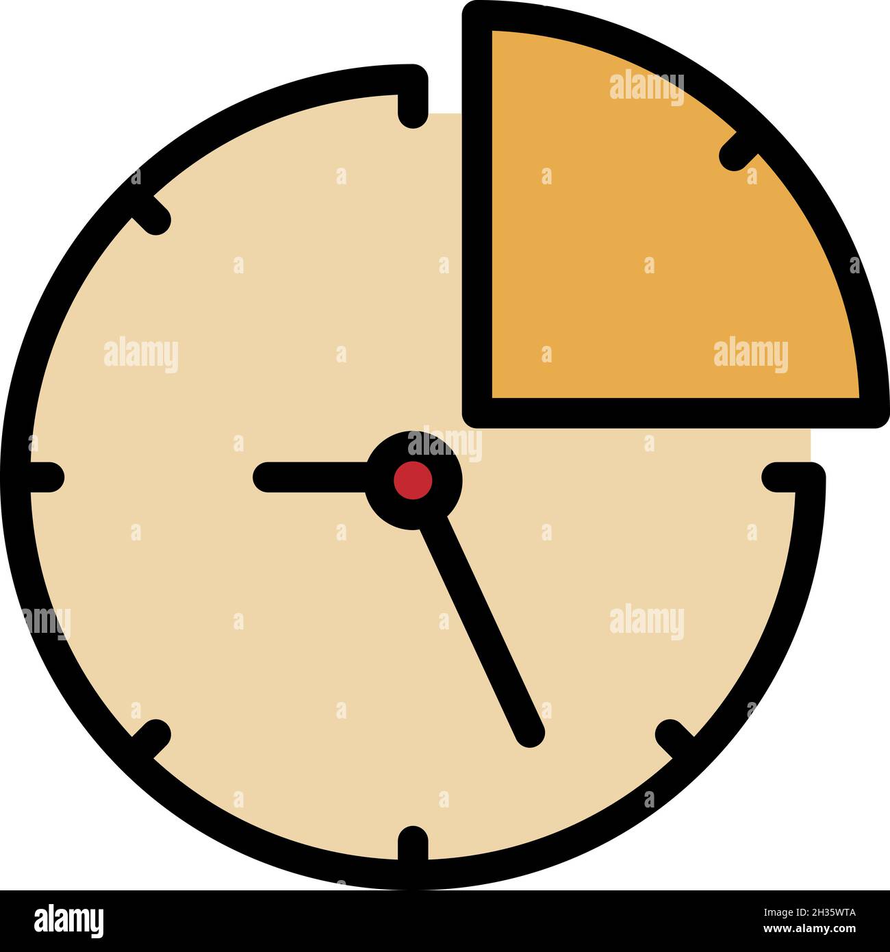 Quarter of an hour icon. Outline quarter of an hour vector icon color ...