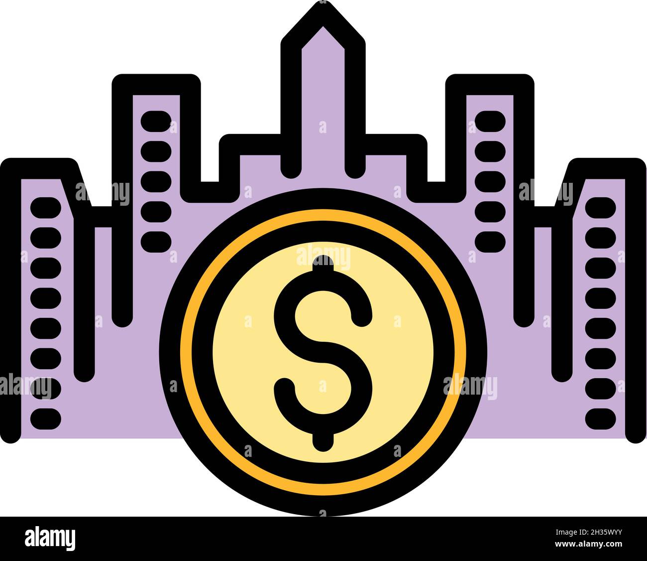 City economic damage icon. Outline city economic damage vector icon ...