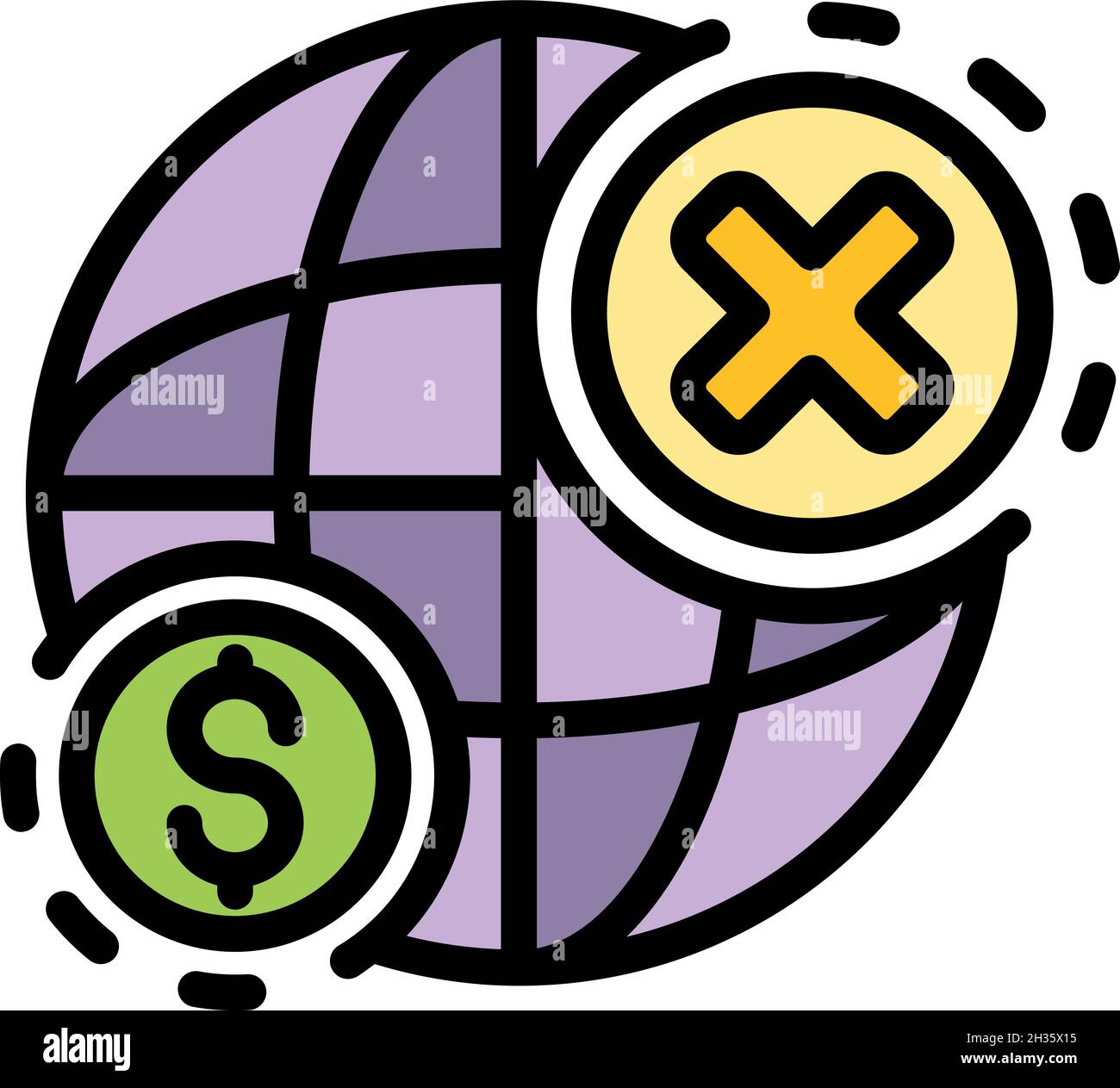 Global money crisis icon. Outline global money crisis vector icon color ...